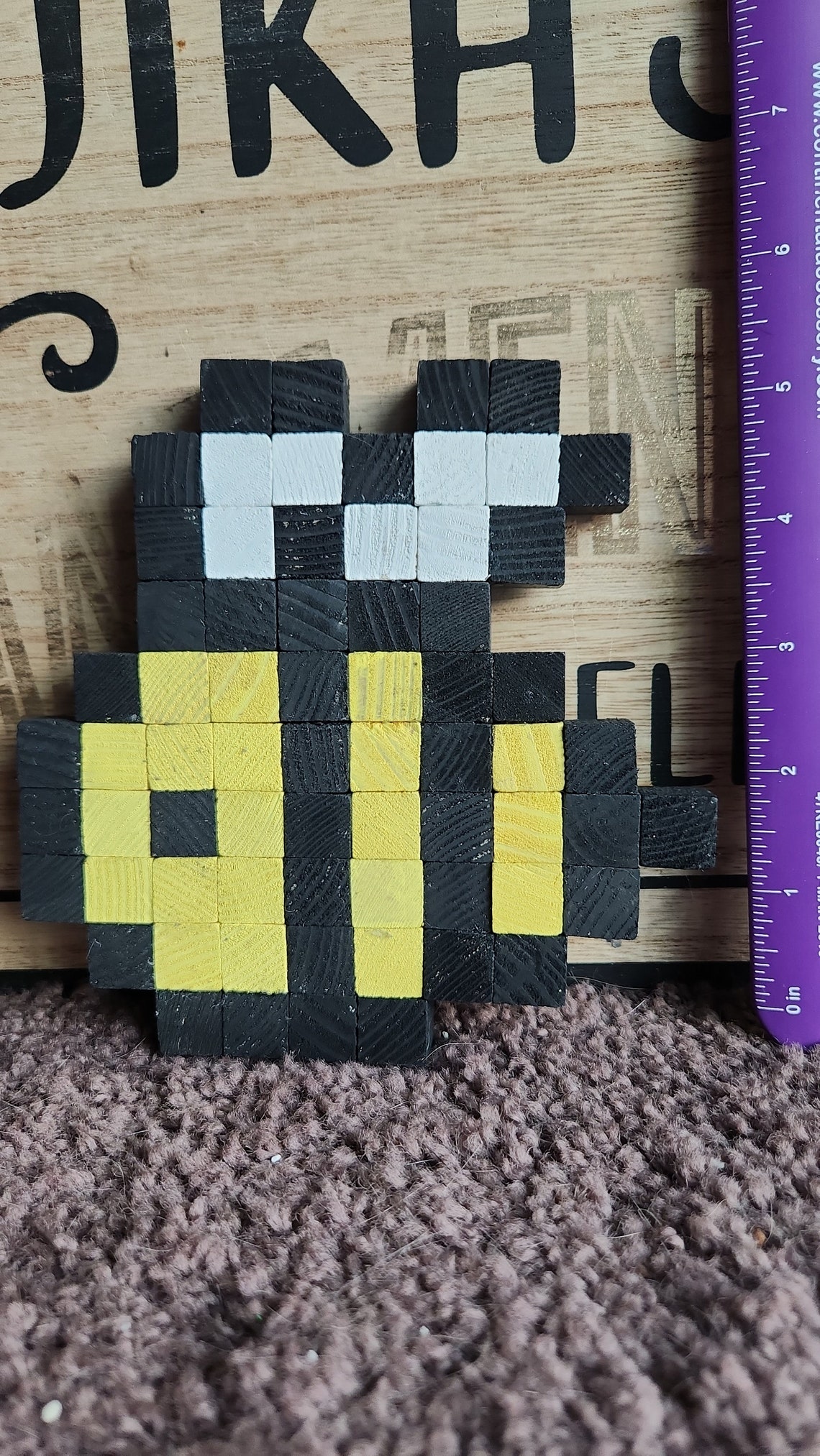 Tiny Bee Wooden Block Pixel Art - Etsy