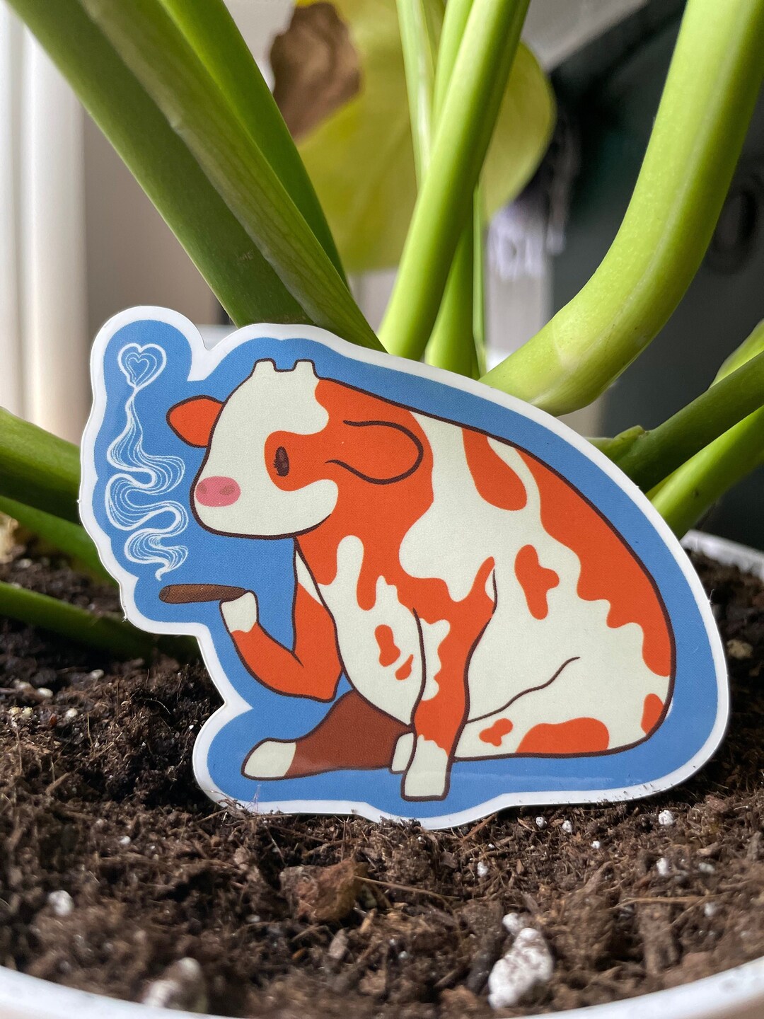HIGH STEAKS Cow Vinyl Glossy Sticker - Etsy UK