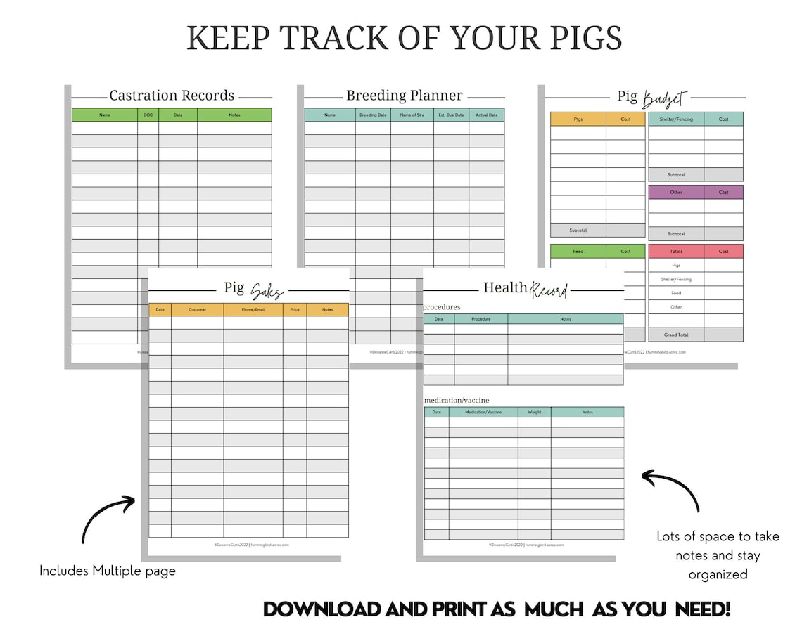 Pig Management Binder | Livestock Management, Pig Care, Homestead ...