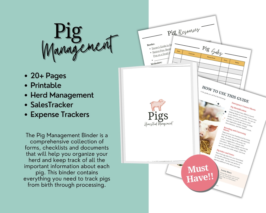 Pig Management Binder | Livestock Management, Pig Care, Homestead ...