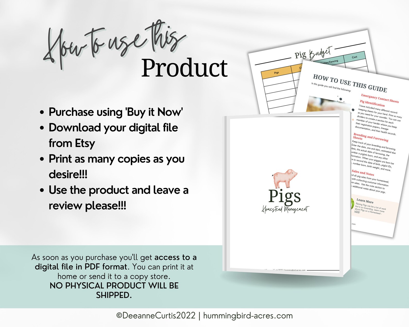 Pig Management Binder | Livestock Management, Pig Care, Homestead ...