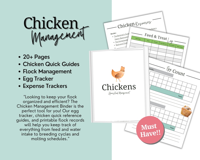 Chicken Management & Egg Tracker Binder | Homestead Management, Chicken ...