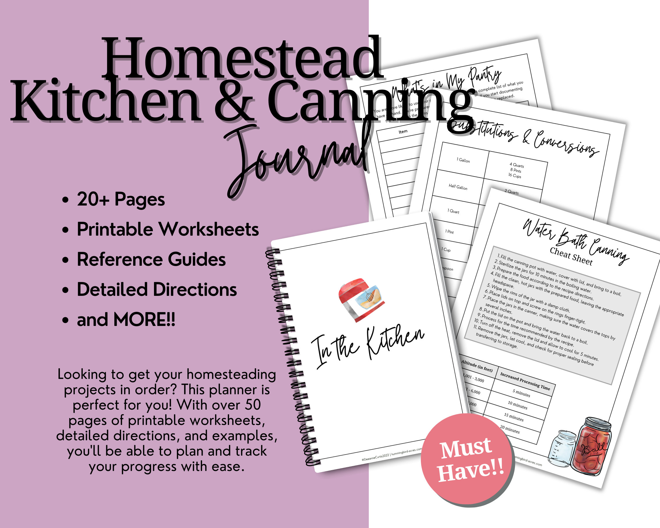 Homestead Kitchen & Canning Journal | Printable, Canning, Homestead ...