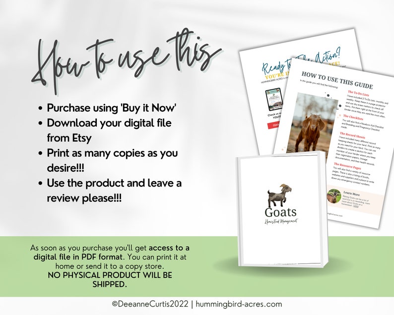 Raising Goats Management Binder Livestock Management Goat - Etsy