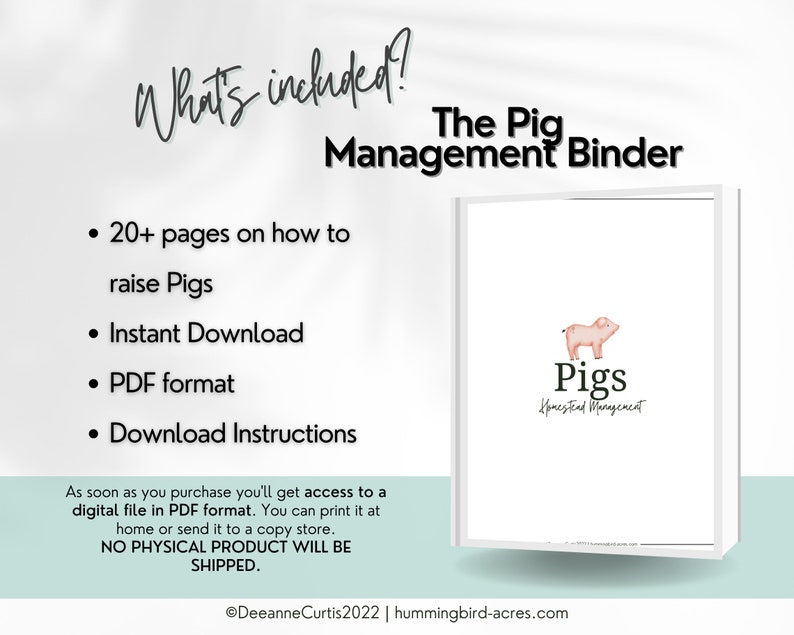 Pig Management Binder | Livestock Management, Pig Care, Homestead ...