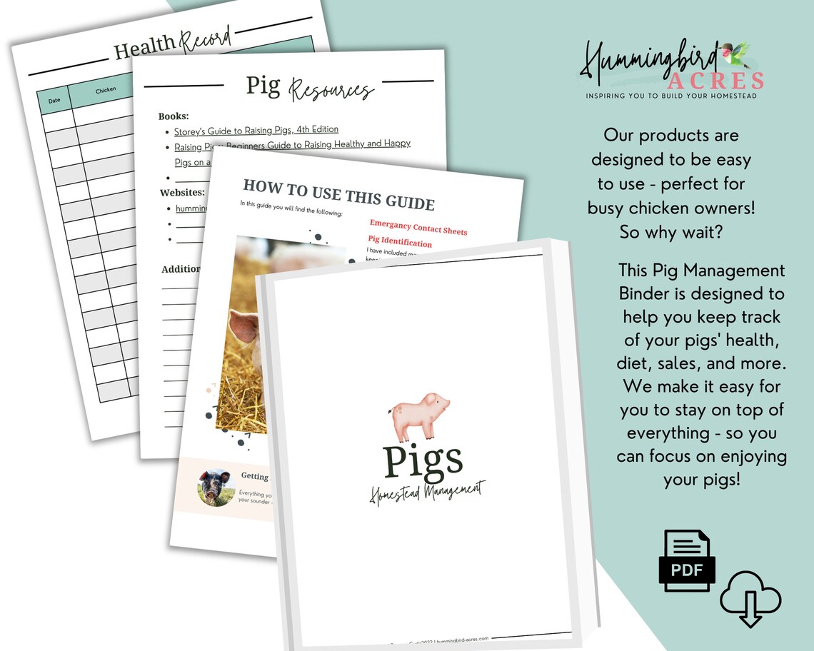 Pig Management Binder | Livestock Management, Pig Care, Homestead ...