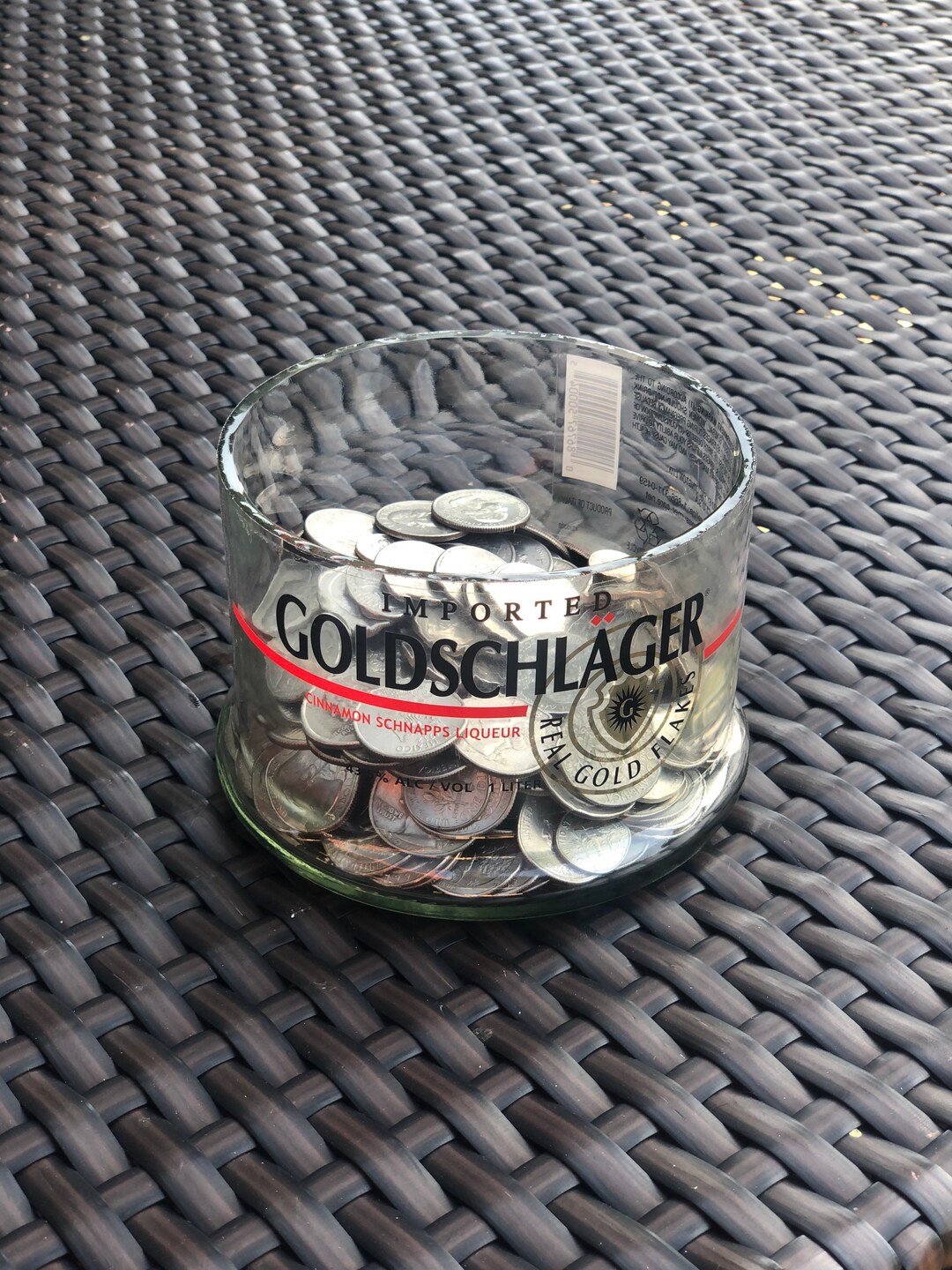 Goldschlager Handmade Hand Cut Glass Liquor Bottle Vase Candle Holder ...