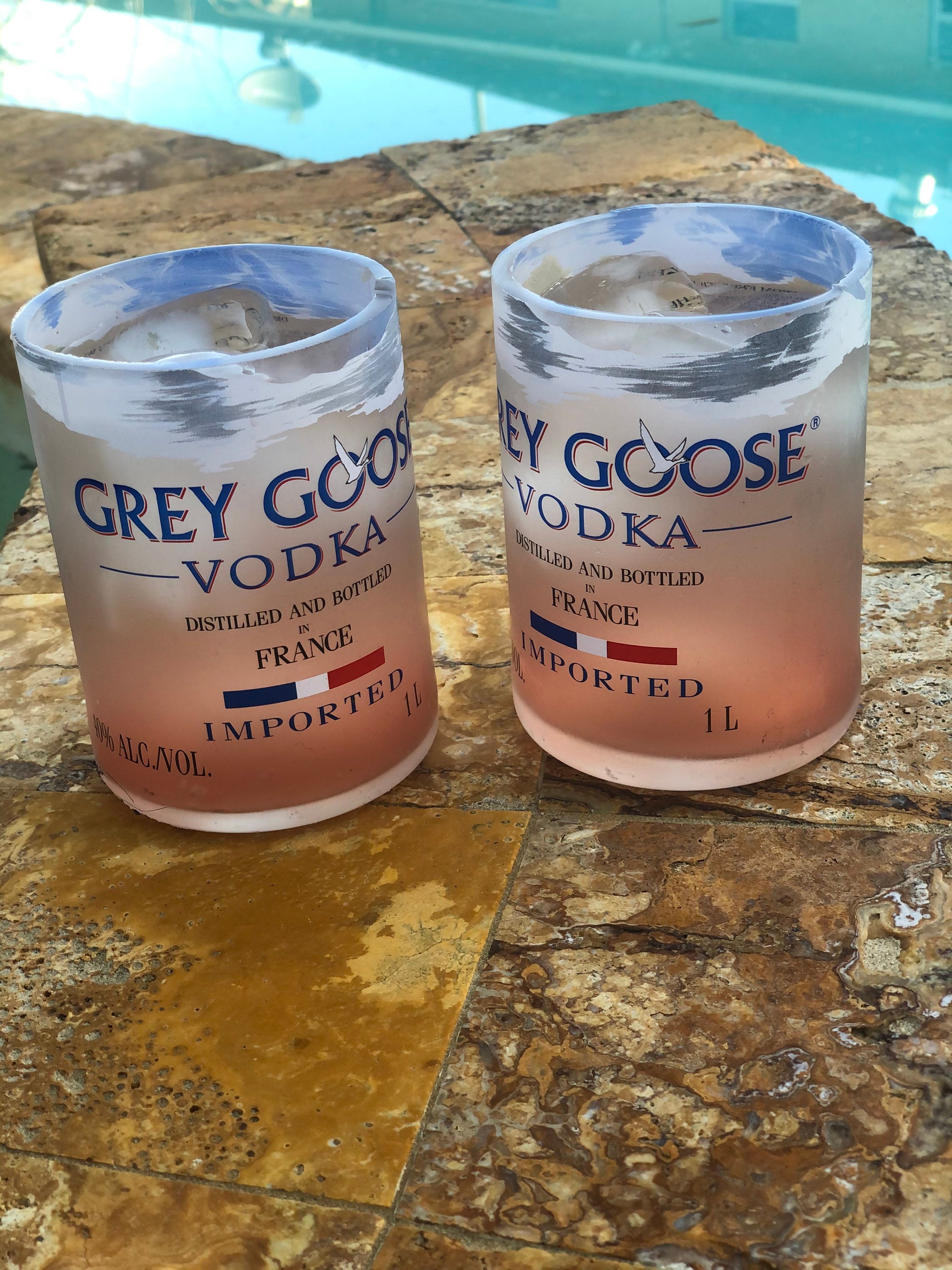 Two Grey Goose Vodka Rocks Glasses Set 1 Liter or 1.75 Magnum | Etsy