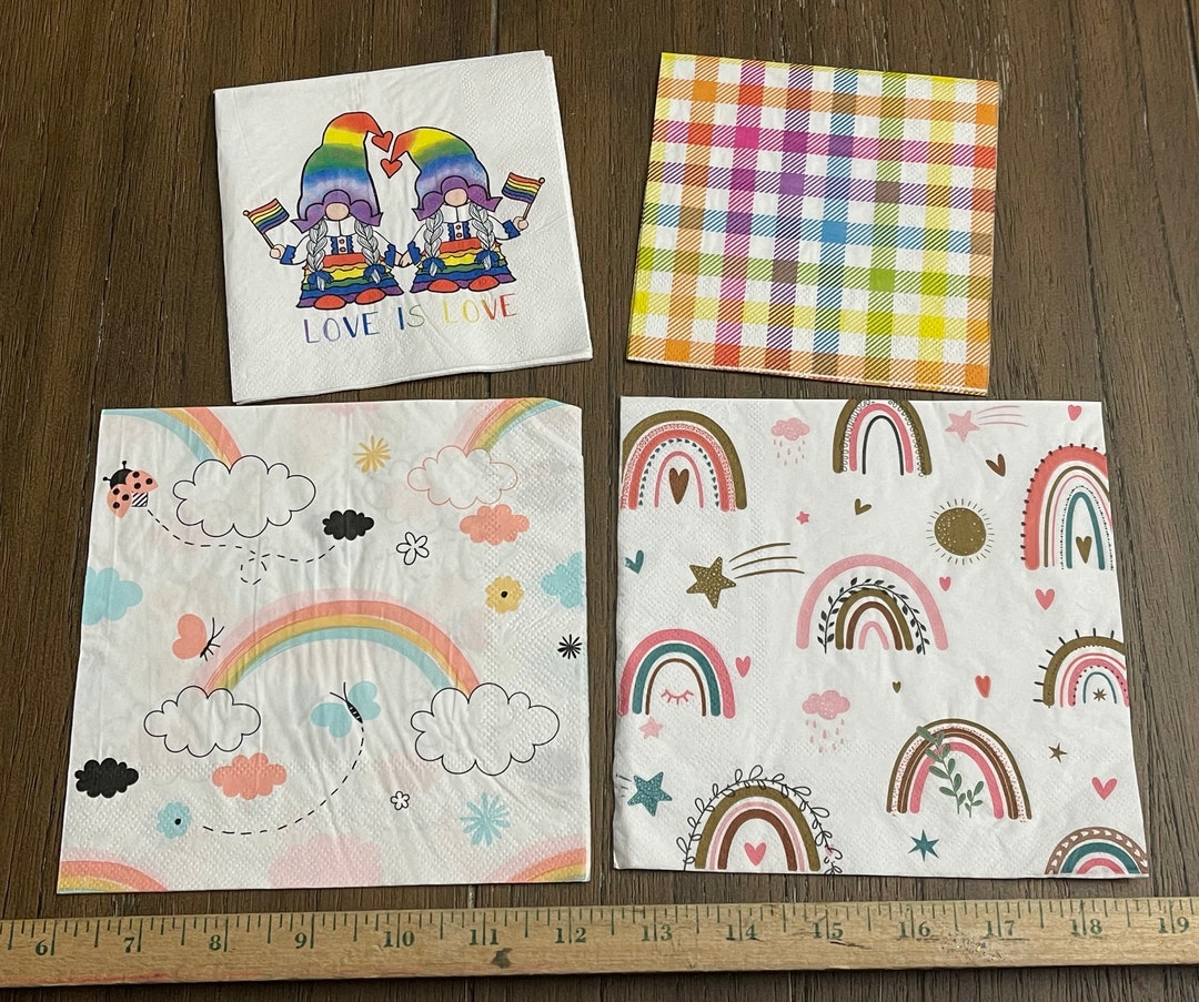 Rainbow Pride Variety Pack Pack of 8 Decoupage Napkins, Gnomes ...