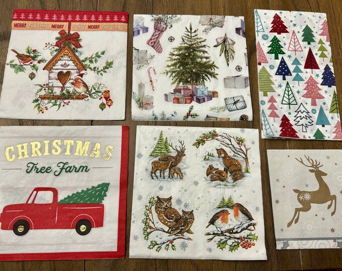 Christmas in Nature Winter Bundle. Pack of 6 Decorative Napkins With ...