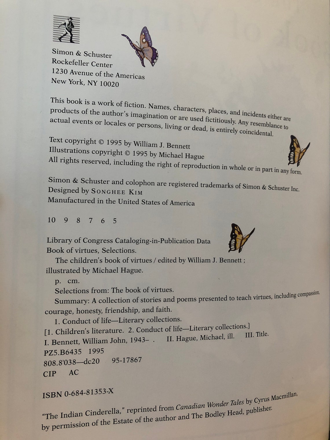 The Children's Book of Virtues Edited by William J. Bennett Illustrated ...