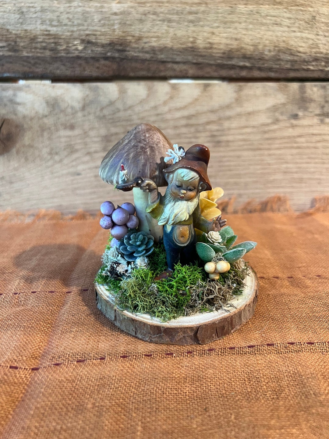 Vintage Gnome Art, Floral Scenes, Floral Design, Handmade Art, Gnome ...