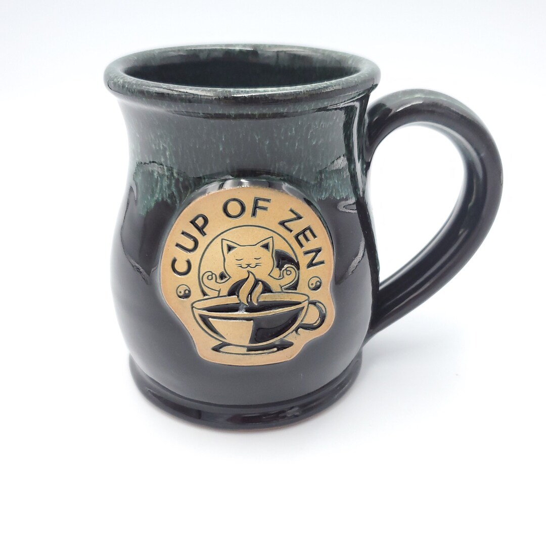 Deneen Pottery Hand Thrown Cup of Zen Tall Belly Mug Midnight Base With ...
