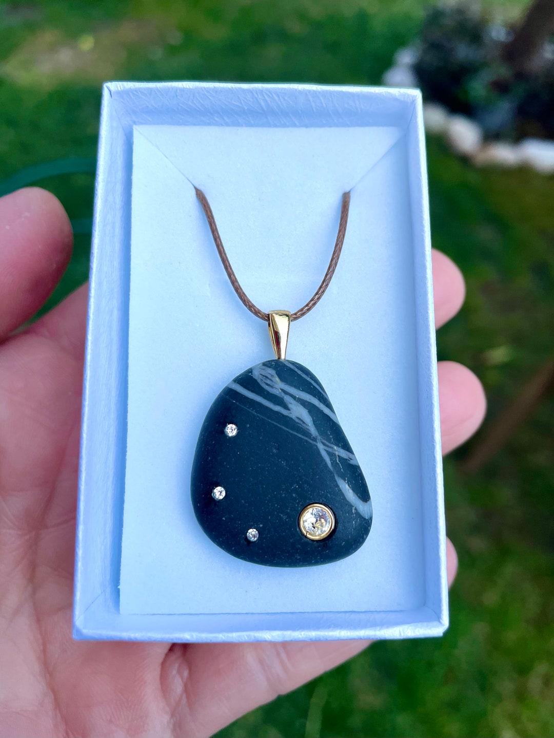 Personalized Pebbles Necklace. Diamond Gold Stone Necklace - Etsy