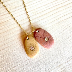 Diamond Gold Pebbles Necklace. Diamond and Stone Pendant. Pebbles ...
