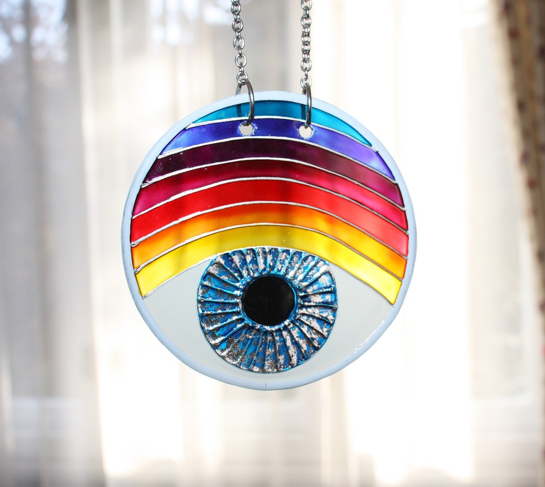Mystic Glass Art, Suncatcher All Seeing Eye, Painting on Glass Original ...