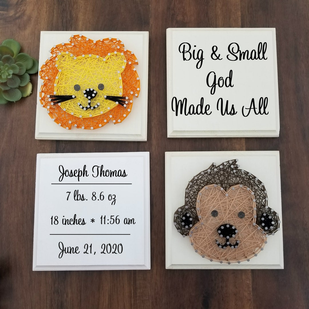 Baby Animals String Art, Nursery Decor, Customizable, Baby Shower Gift ...