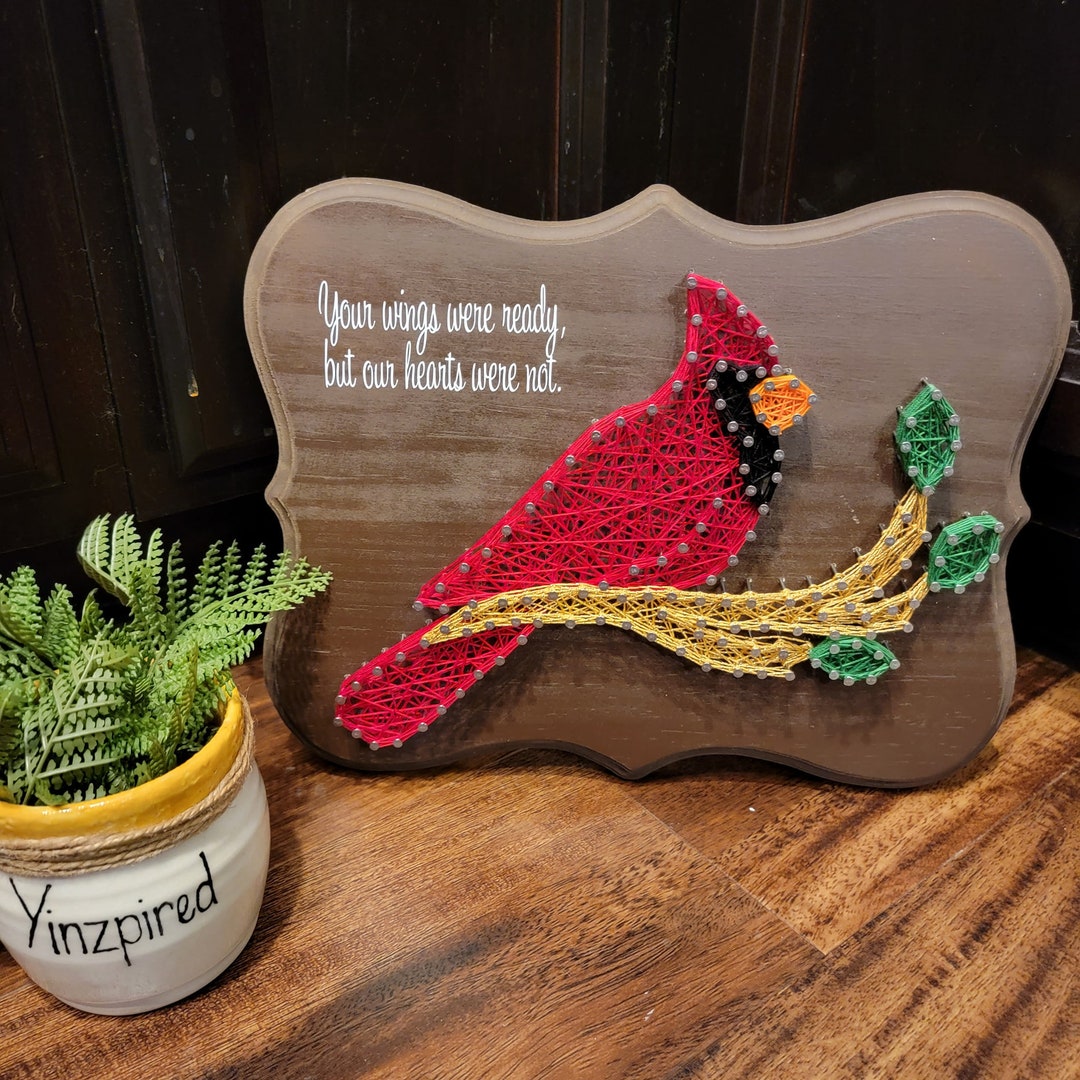 Cardinal String Art / Red Bird Sign / Memorial Plaque / String Art Wall ...
