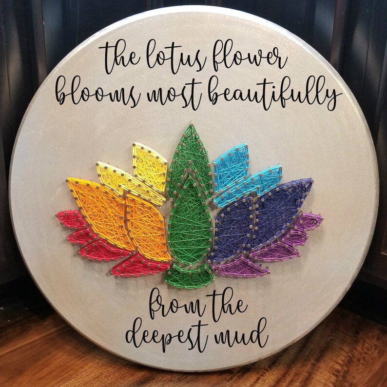 Lotus String Art / Rainbow Lotus Sign / Pride Decor / Flower Decoration ...