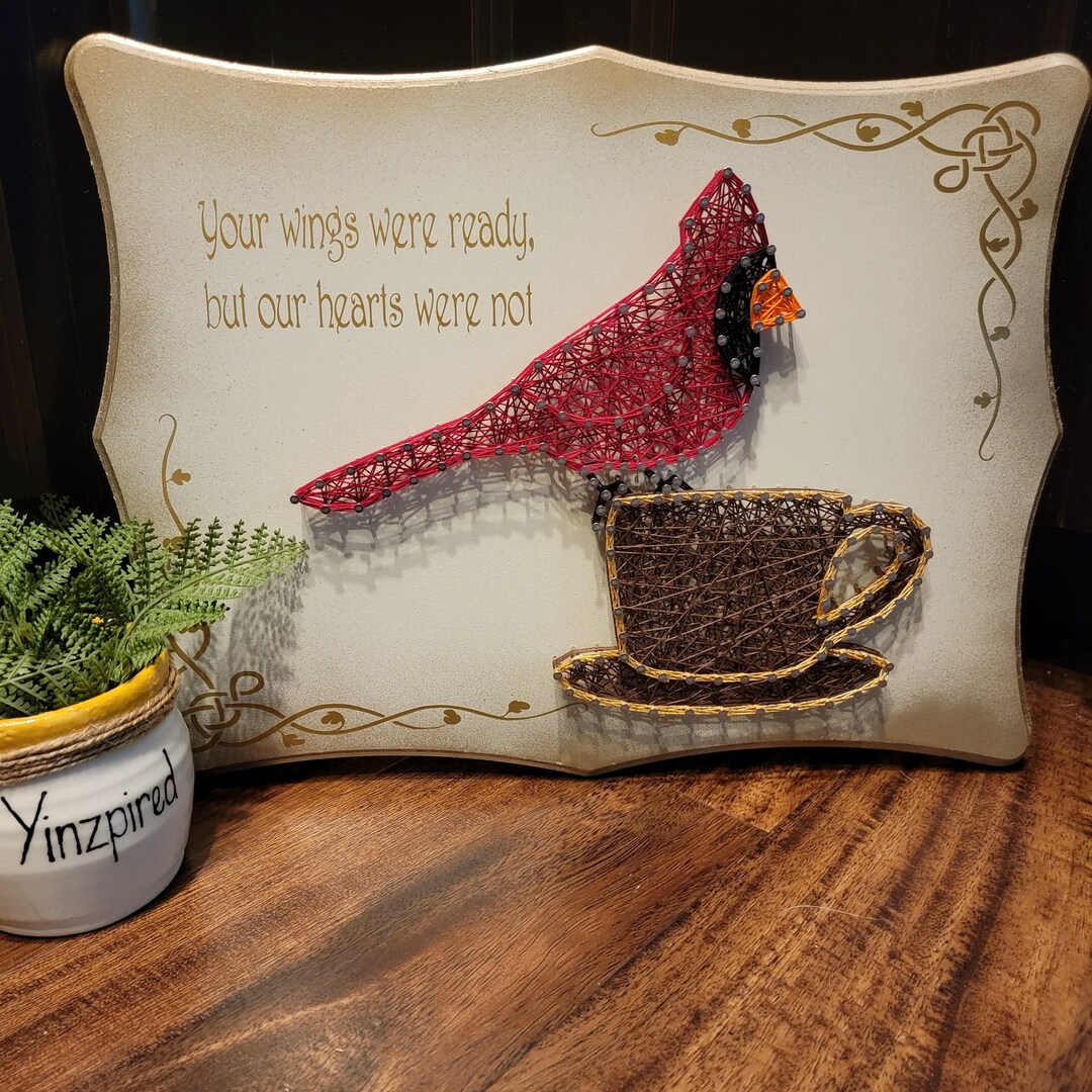 Cardinal String Art / Red Bird / Memorial Plaque / Coffee / - Etsy