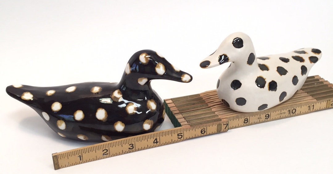 Polka-ducks, Slip-cast From Stoneware in My Studio. Ducks in Color! - Etsy