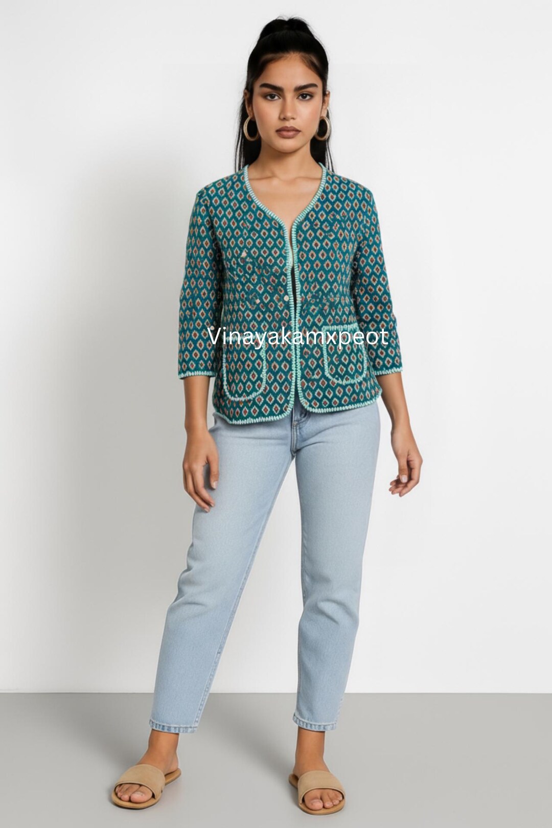 Indian Block Printed Cotton Jacket – Quilted, Colorful, Lightweight ...