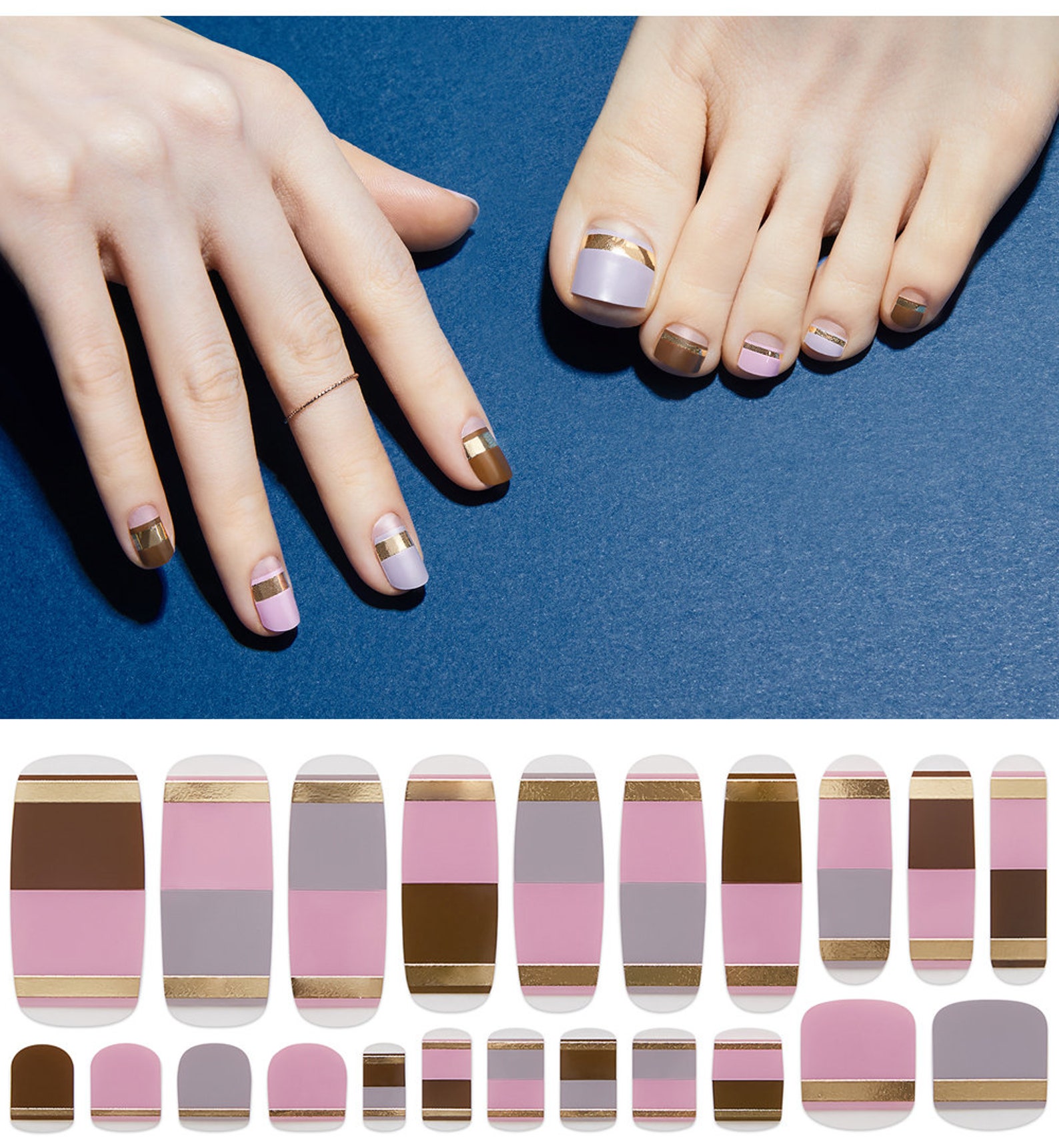 Thick Gold Line French Nail Art / 8F20 Pink Sunshine / VIKA - Etsy