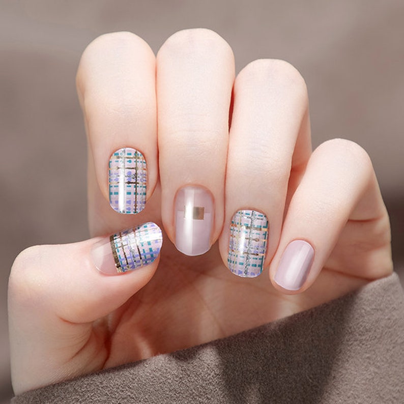 Tweed Style Nail Art / Pink Tweed / Check Nail / 8S04 Get It - Etsy