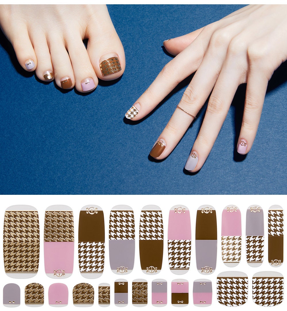 Brown Houndstooth Check Nail Art / 8F19 Choco Symphony / VIKA | Etsy