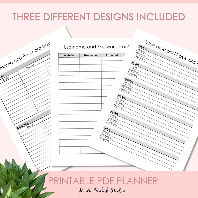 Password Tracker, Username Tracker, Password Printable, Login Tracker ...