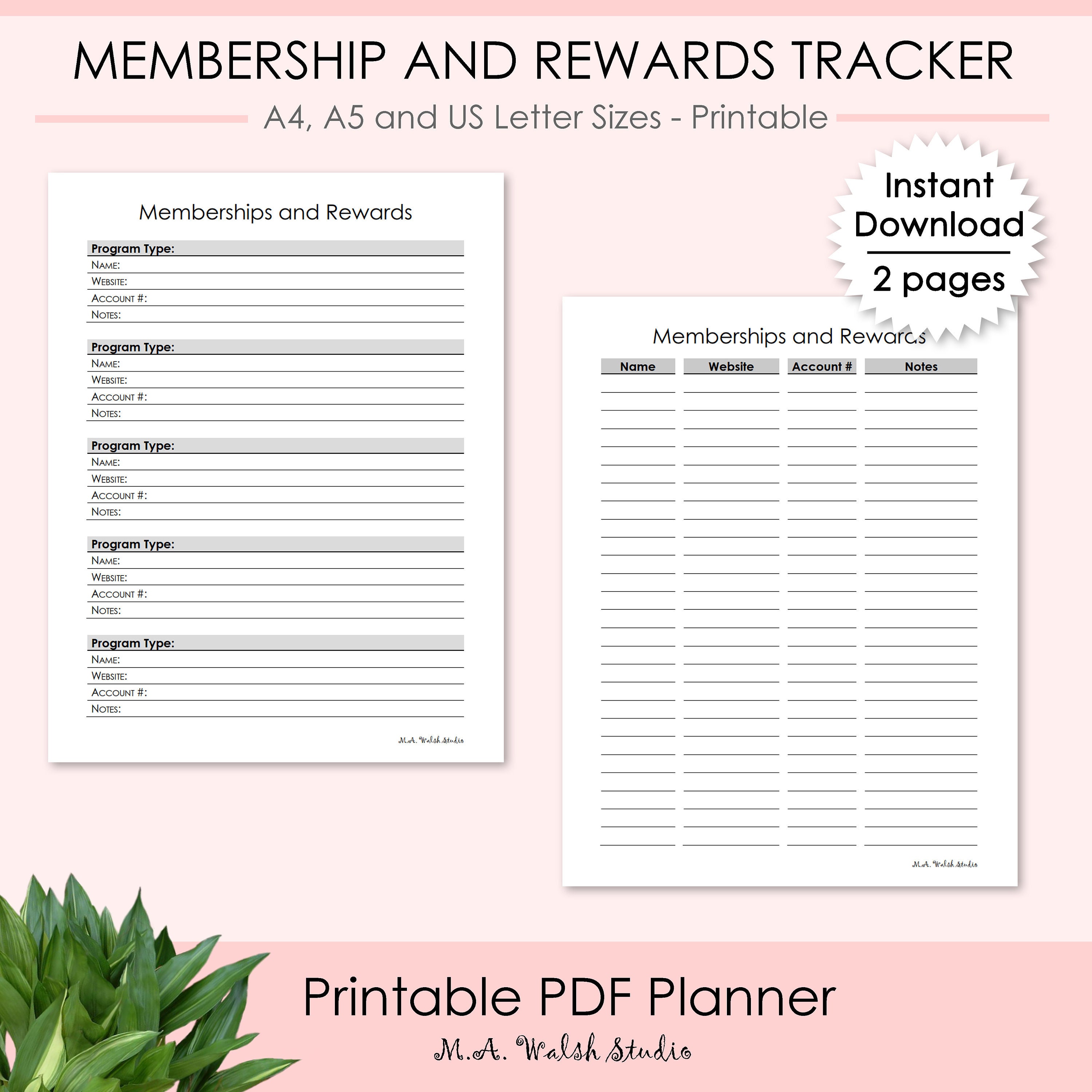 Memberships and Rewards Tracker Internet Management - Etsy