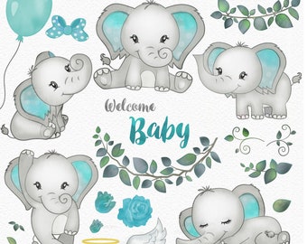 Boy Elephant Clip Art Watercolor Very Cute Little Peanut - Etsy