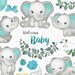 Turquoise Elephant Clip Art Watercolor. Baby Elephant | Etsy
