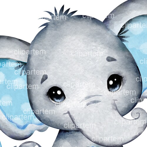 Purple Girl Elephant Clip Art Watercolor Very Cute Little | Etsy