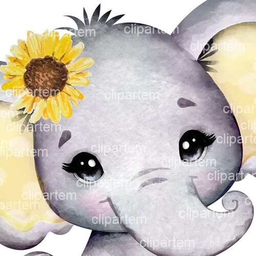 Elephant Sunflower Baby Shower Decorations Elephant Baby Girl - Etsy
