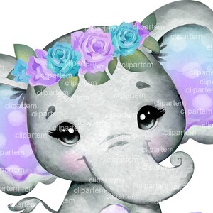 Purple Teal Elephant Clip Art, Watercolor Cute Little Peanut,lavender ...