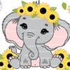Watercolor Girl Elephant Clip Art, Floral Little Peanut,pink Roses ...