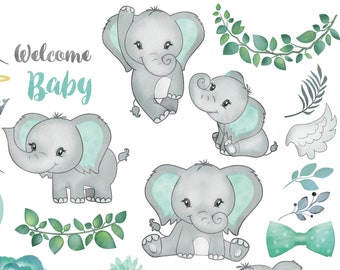 Mint Green Elephant Baby Shower | Etsy