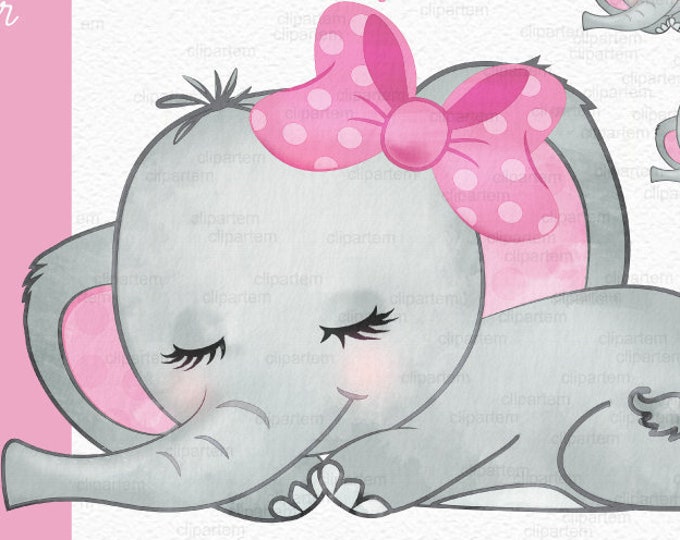 Purple Floral Elephant Clip Art Watercolor Cute Little - Etsy