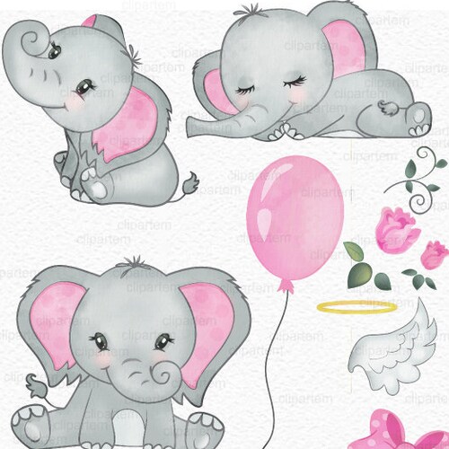 Elephant Girl Clip Art Watercolor. Watercolor Baby Elephant | Etsy