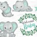 Mint Green Elephant Clip Art, Watercolor. Baby Elephant Clipart, Aqua ...