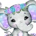 Elephant With Purple Turquoise Flowers, Teal Girl Elephant Floral Crown ...