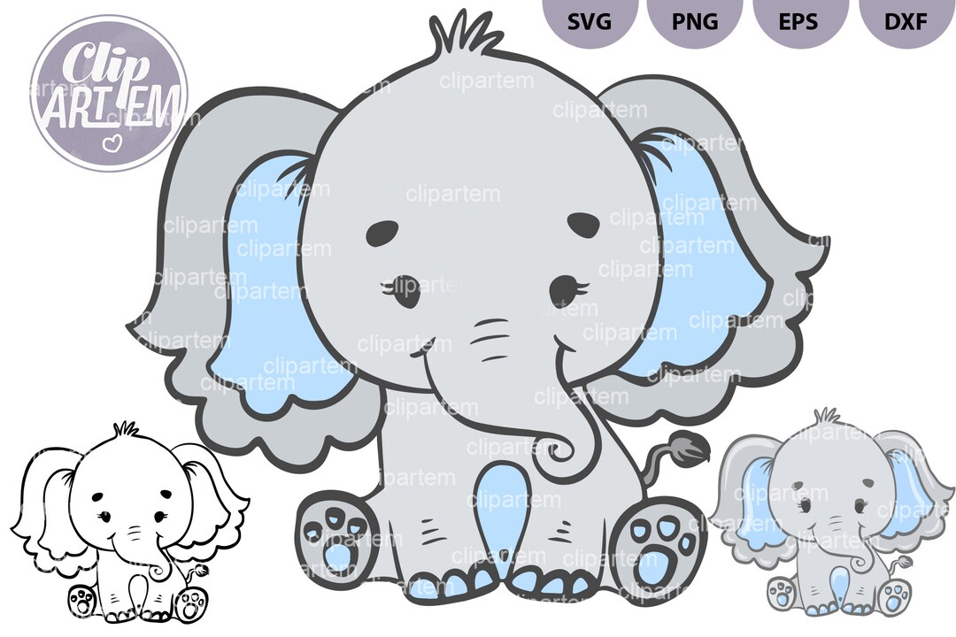 Blue Boy Elephant SVG, Cutting File, Vector, Elephant With Blue Ears ...