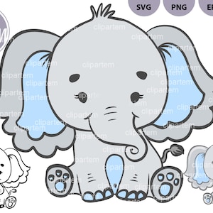 Blue Boy Elephant SVG, Cutting File, Vector, Elephant With Blue Ears ...