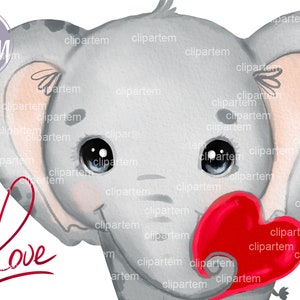 Elephant With Heart Valentine's Day Clip Art PNG, Love Elephant ...