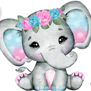 Purple Turquoise Elephant Clipart, Watercolor Cute Little Peanut,purple ...