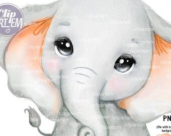 Purple Floral Elephant Clip Art Watercolor Cute Little - Etsy