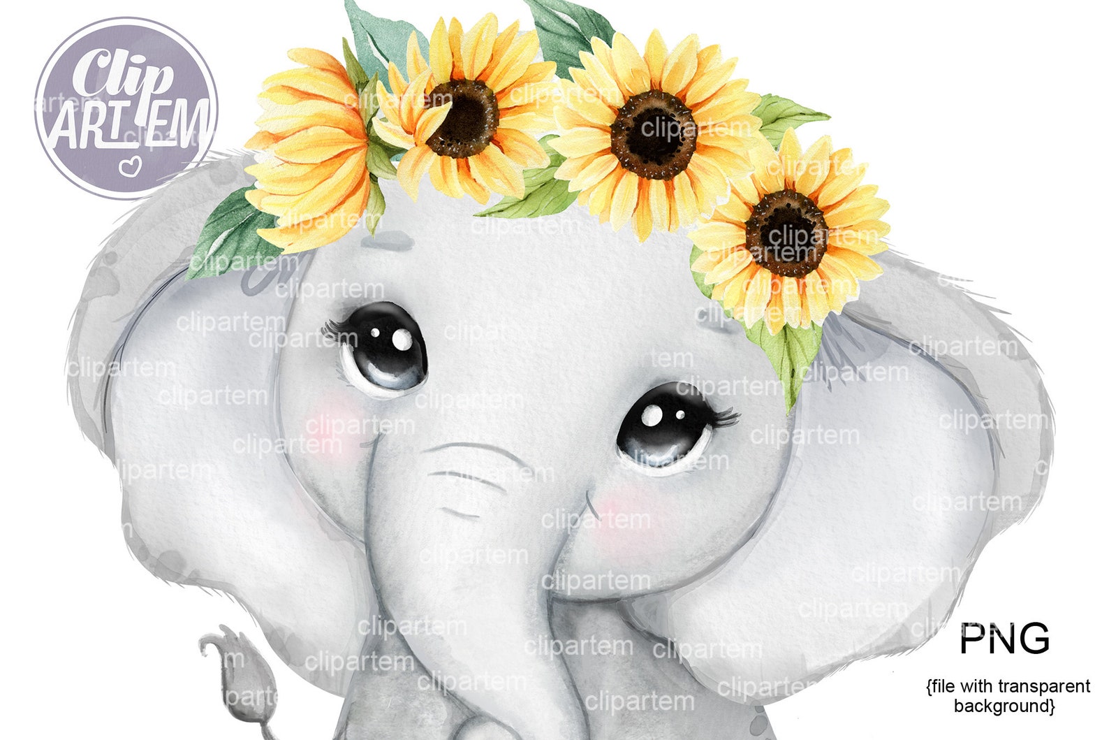 Sunflower Elephant PNG Baby Shower Decorations Elephant Baby - Etsy