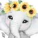 Sunflower Elephant PNG Baby Shower Decorations, Elephant Baby Girl ...