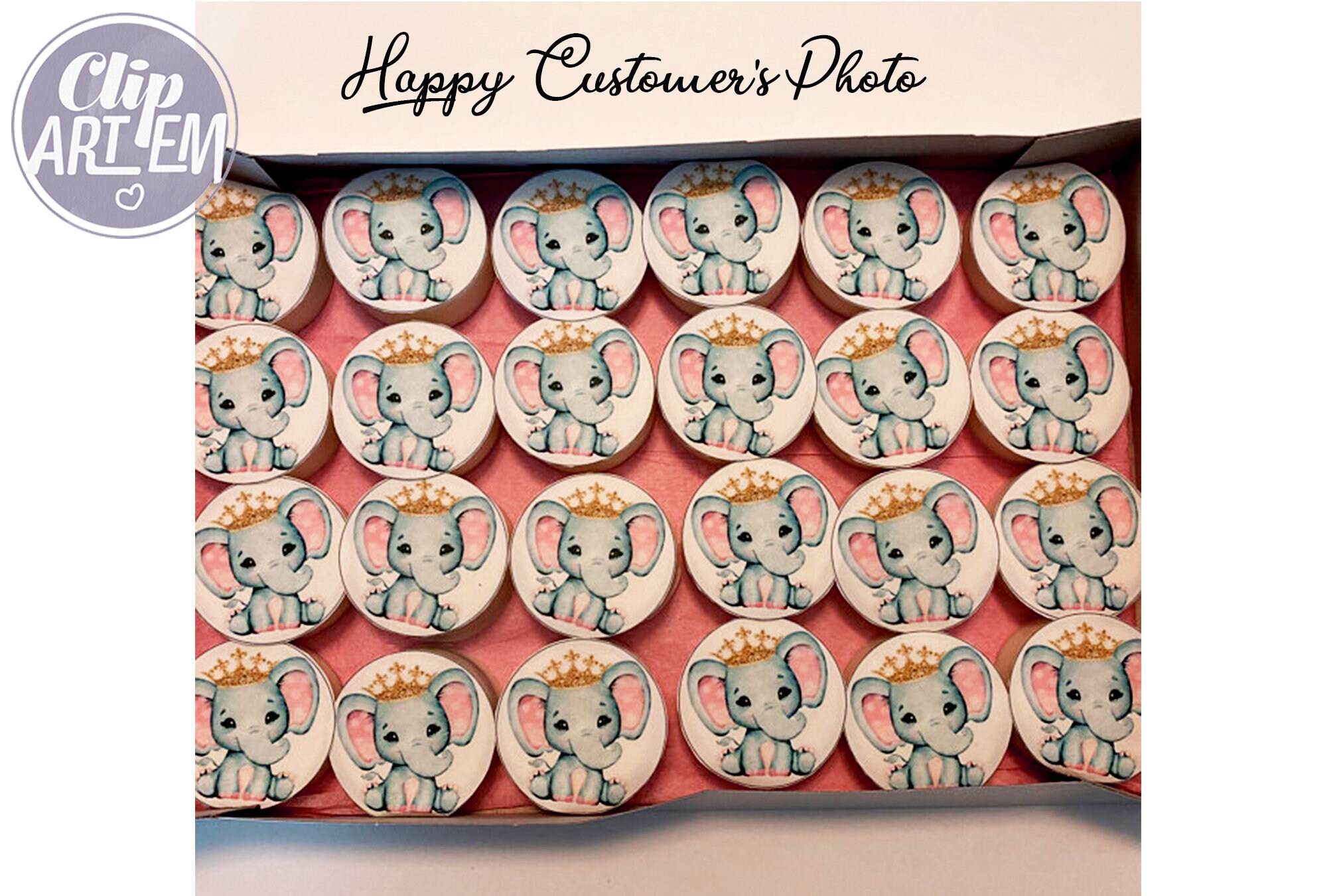 Girl Elephant With Crown, Pink Royal Elephant Watercolor Clip Art for ...